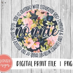 Nonnie Floral Sublimation Design | PNG File for Sublimation Print ...