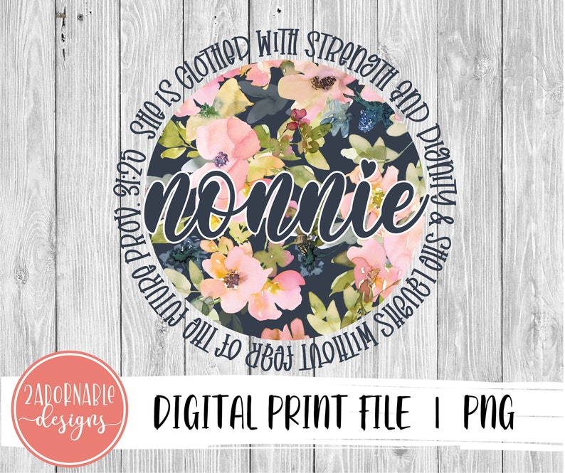 Nonnie Floral Sublimation Design | PNG File for Sublimation Print ...