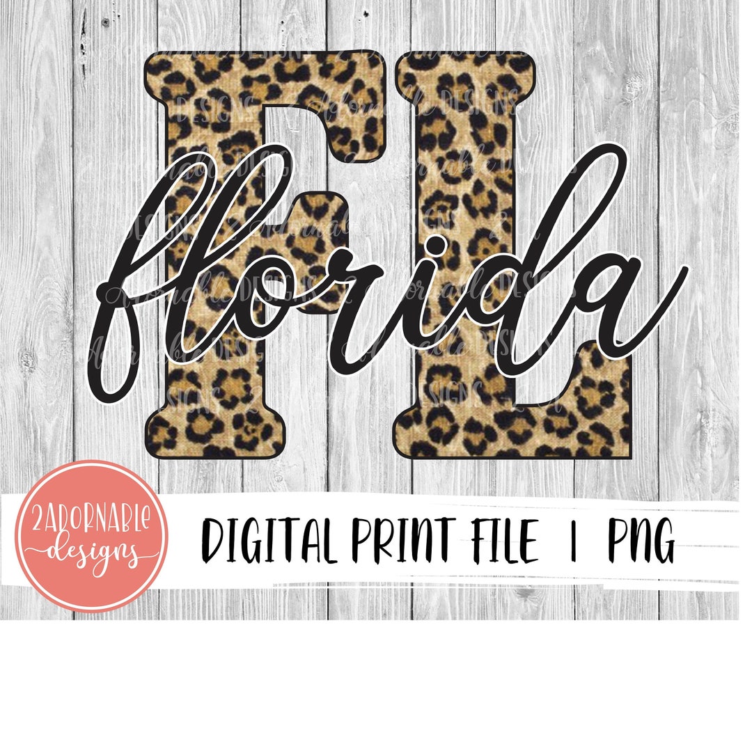 Florida Leopard Print Sublimation Design Leopard FL State PNG File for ...