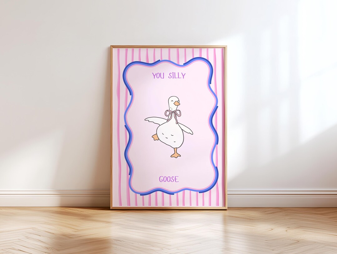 Silly Goose Nursery Print – Kids Room Pastel Kawaii Art - Etsy