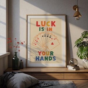 Playing Cards Wall Art – Retro Luck Poster, Motivational Print - Etsy