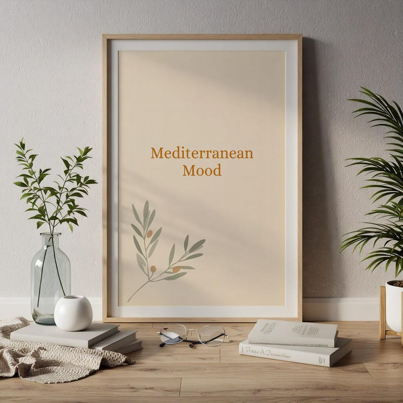 Minimalist Olive Branch Botanical Print - Neutral Modern Wall Art, Sage ...