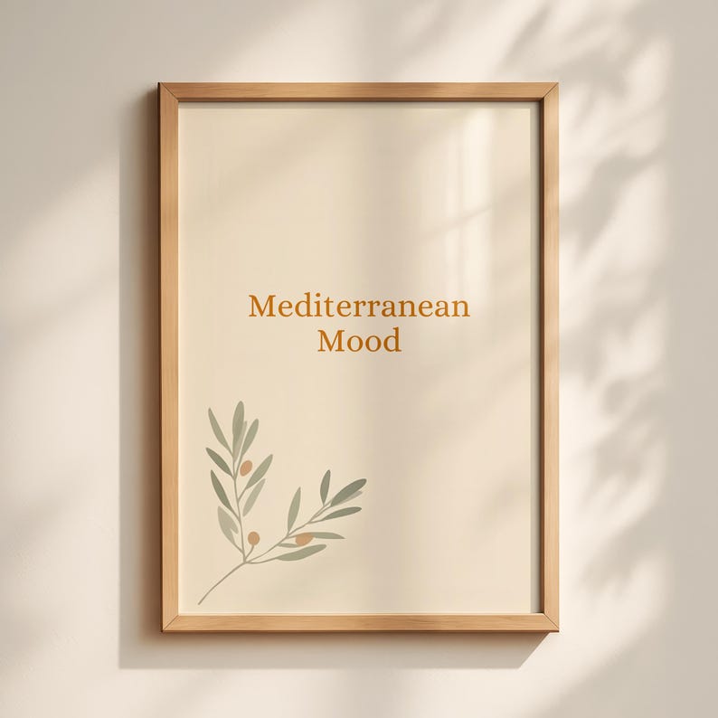 Minimalist Olive Branch Botanical Print - Neutral Modern Wall Art, Sage ...