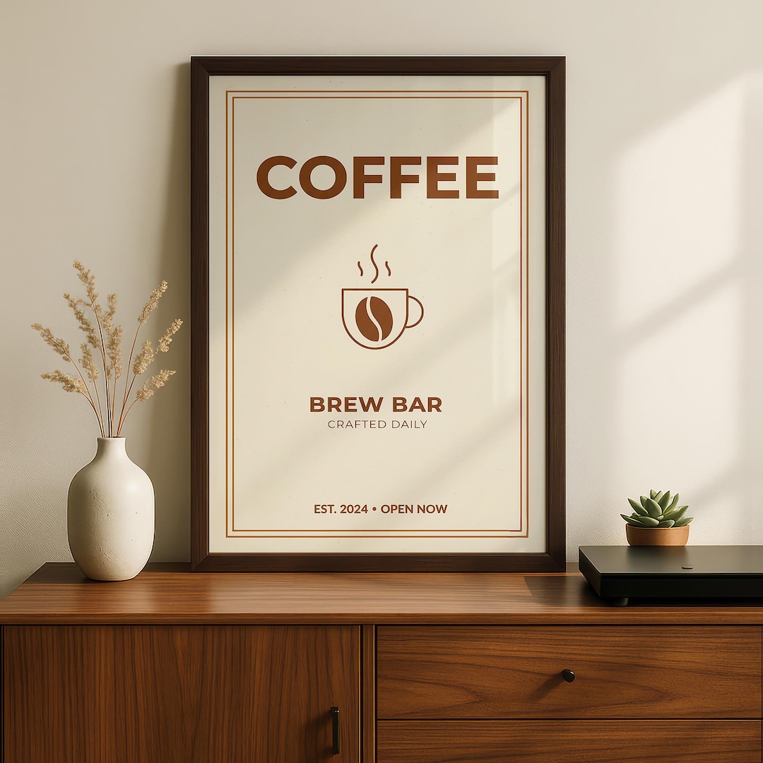 Minimalist Coffee Brew Bar Poster – Vintage Style Café Art Print - Etsy