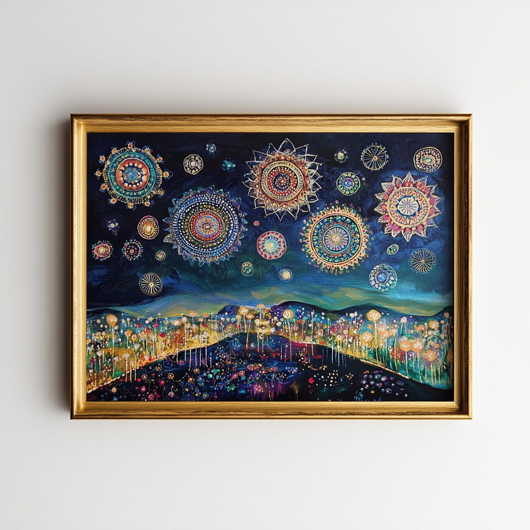 Printable Festive Fireworks Display - Celestial Night Scene, Decorative ...