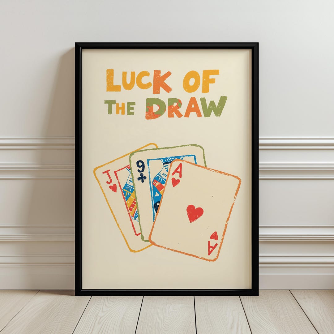 Retro Playing Card Poster • Luck of the Draw Game Room Art - Etsy