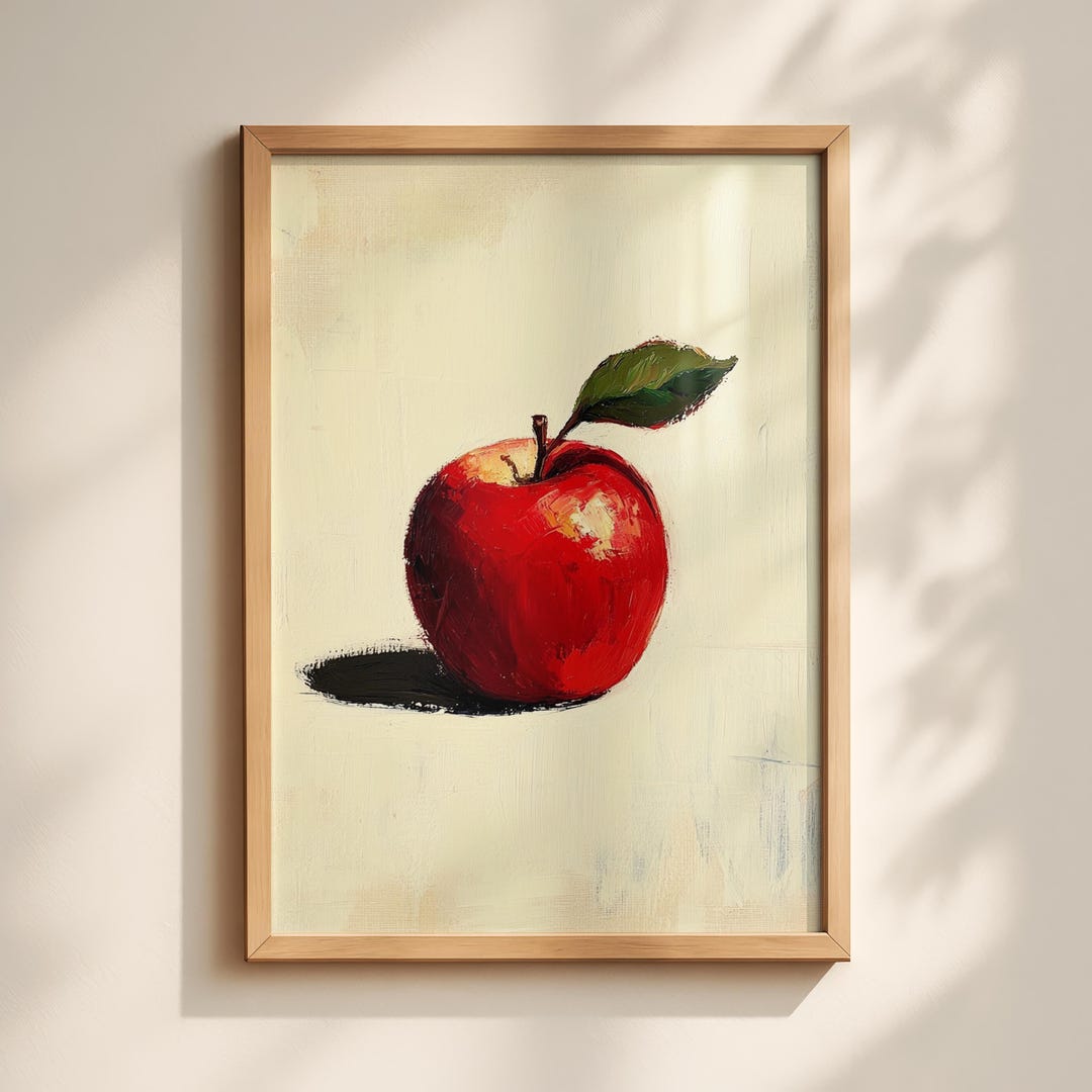 Classic Red Apple Printable Wall Art - Cozy Farmhouse Decor, Vintage ...