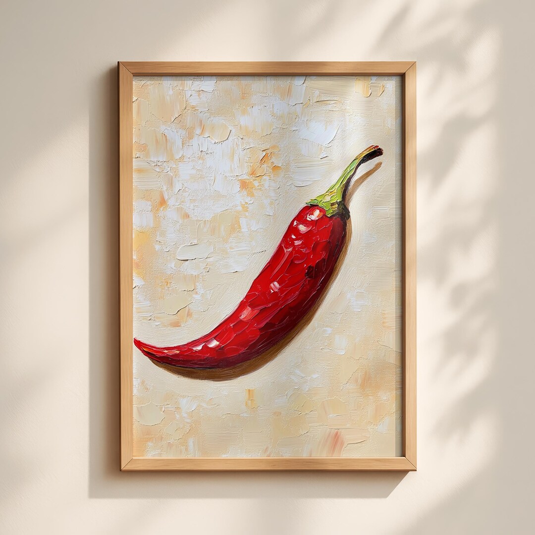 Bold Red Chili Pepper Printable Art - Rustic Kitchen Wall Decor ...