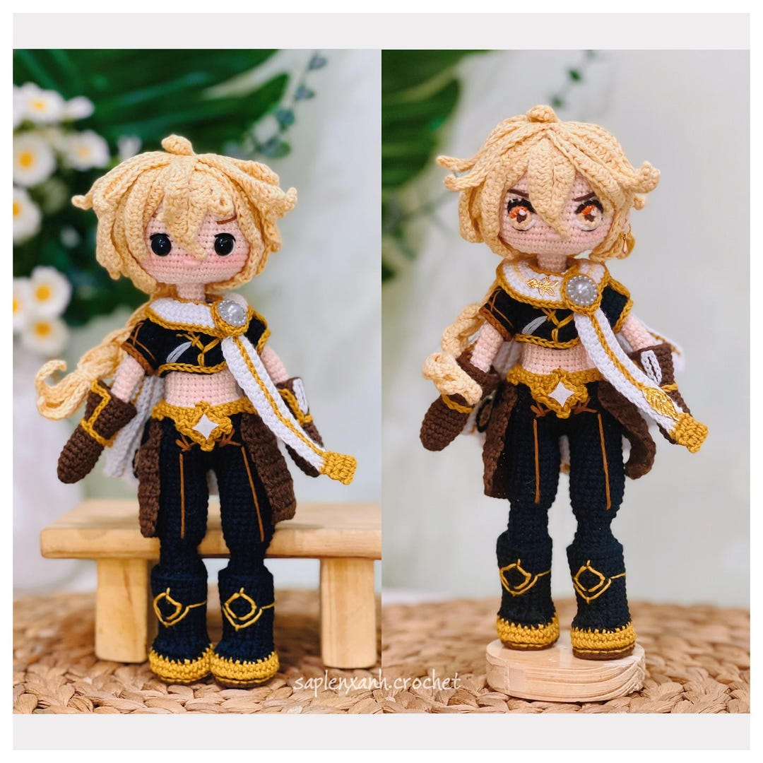 Aether Traveler Crochet Doll, Genshin Impact Plushies, Custom Genshin ...