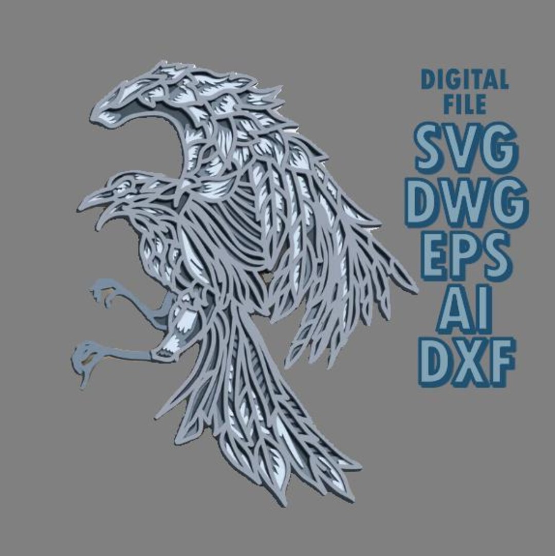 Raven Multilayer SVG/ Raven Cut File/ 3D Layer/ Plywood Cutting/ Paper ...