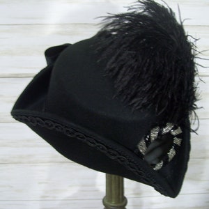 Black Tricorn Hat Renaissance Hat, Halloween Tricorn Hat Steampunk ...