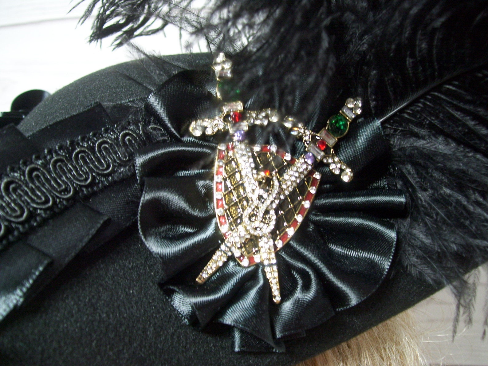 Black Pirate Hat, Black Tricorn Hat, Sword Renaissance Hat, Halloween ...
