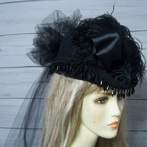 Black Riding Hat Victorian Black Riding Hat, Mourning Hat, 1800s Style ...