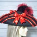 Black and Red Ladies Straw Pirate Hat, Renaissance Tricorn Hat ...