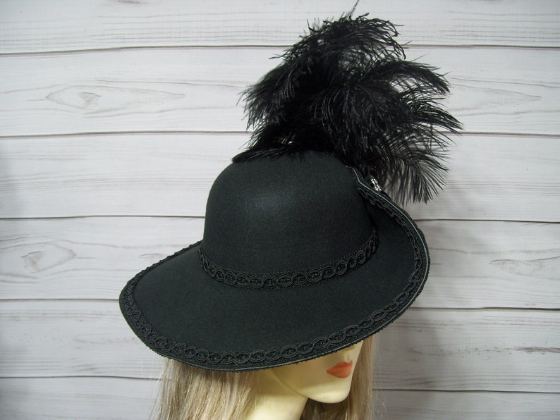 Black Cavalier Hat Black Pirate Hat Black Renaissance Hat - Etsy