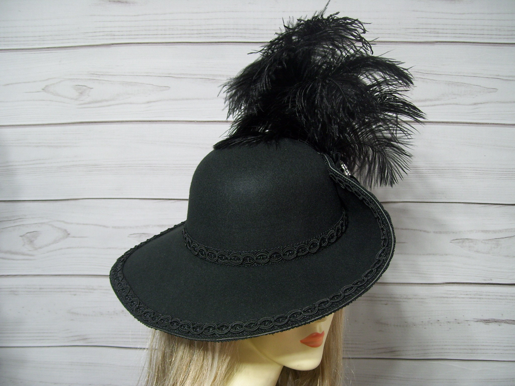 Black Cavalier Hat Black Pirate Hat Black Renaissance Hat - Etsy