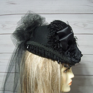 Black MINI Riding Hat, Victorian Mourning Style Hat, Equestrian Hat ...