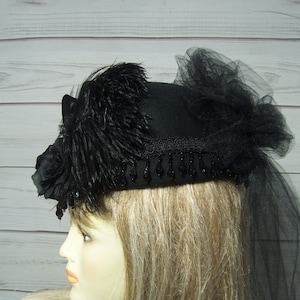 Black MINI Riding Hat, Victorian Mourning Style Hat, Equestrian Hat ...