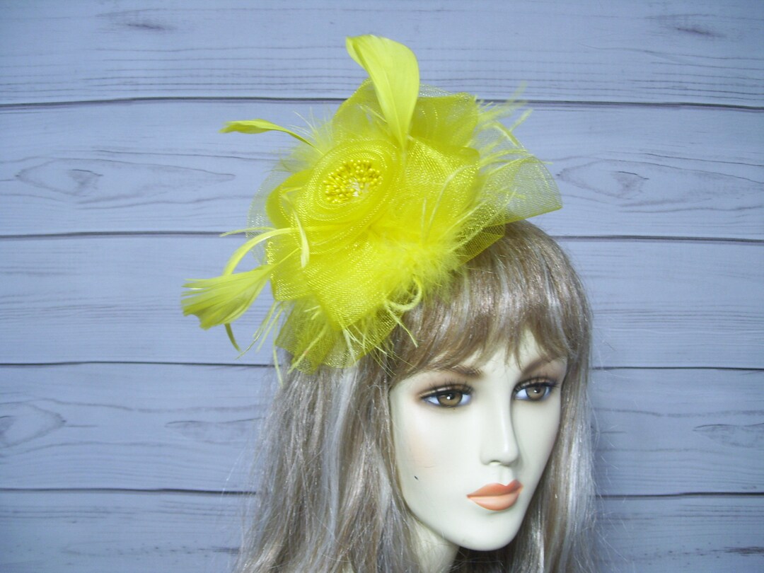 Sunny Yellow Fascinator Headband, Kentucky Derby Hat Clip, Tea Party ...
