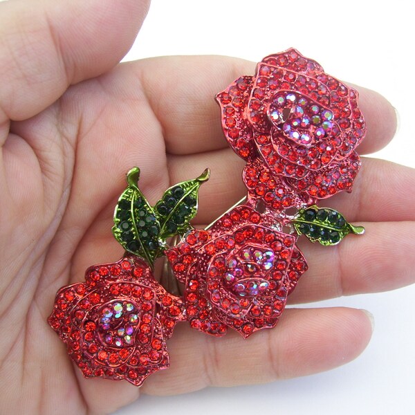 Red Rose Brooch - Etsy