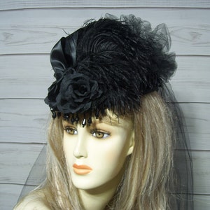 Black MINI Riding Hat, Victorian Mourning Style Hat, Equestrian Hat ...