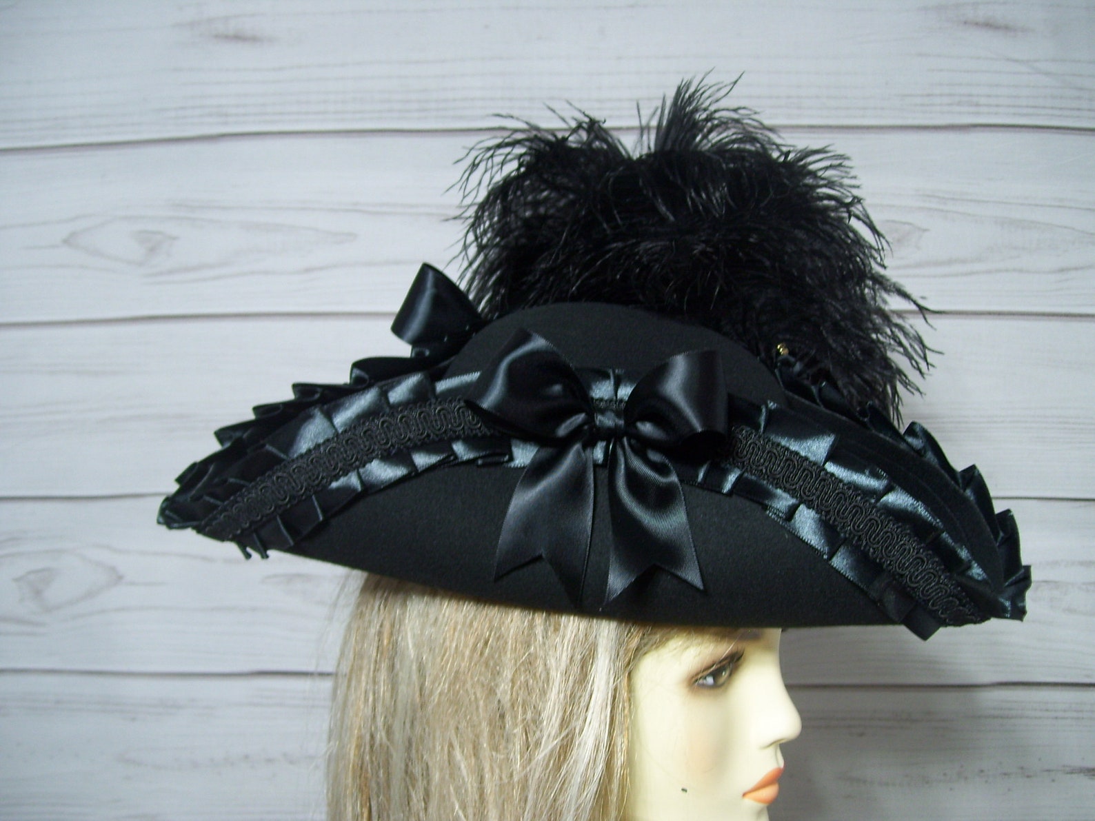 Black Pirate Hat Black Tricorn Hat Sword Renaissance Hat - Etsy