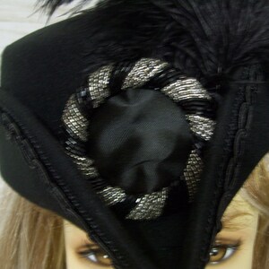 Black Tricorn Hat Renaissance Hat, Halloween Tricorn Hat Steampunk ...