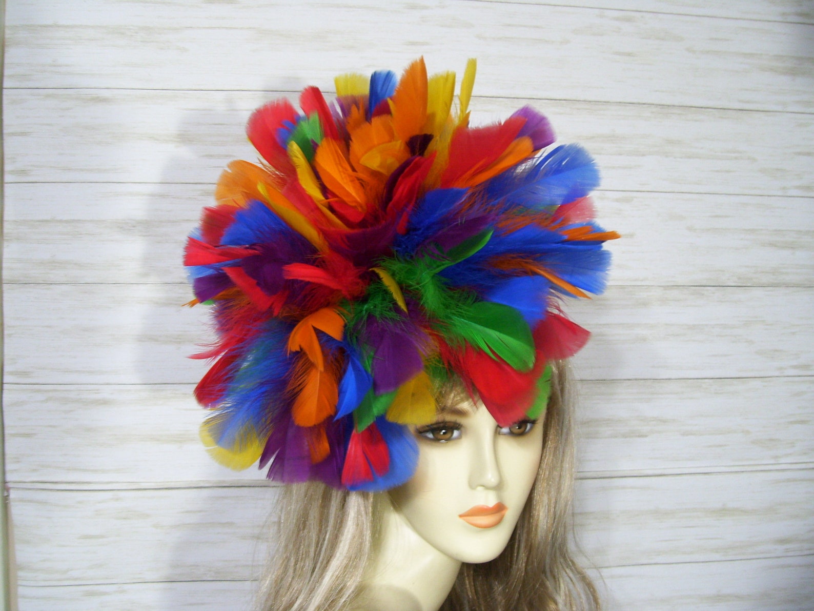 Rainbow Feather Fascinator Hat Multicolor Feather Fascinator - Etsy
