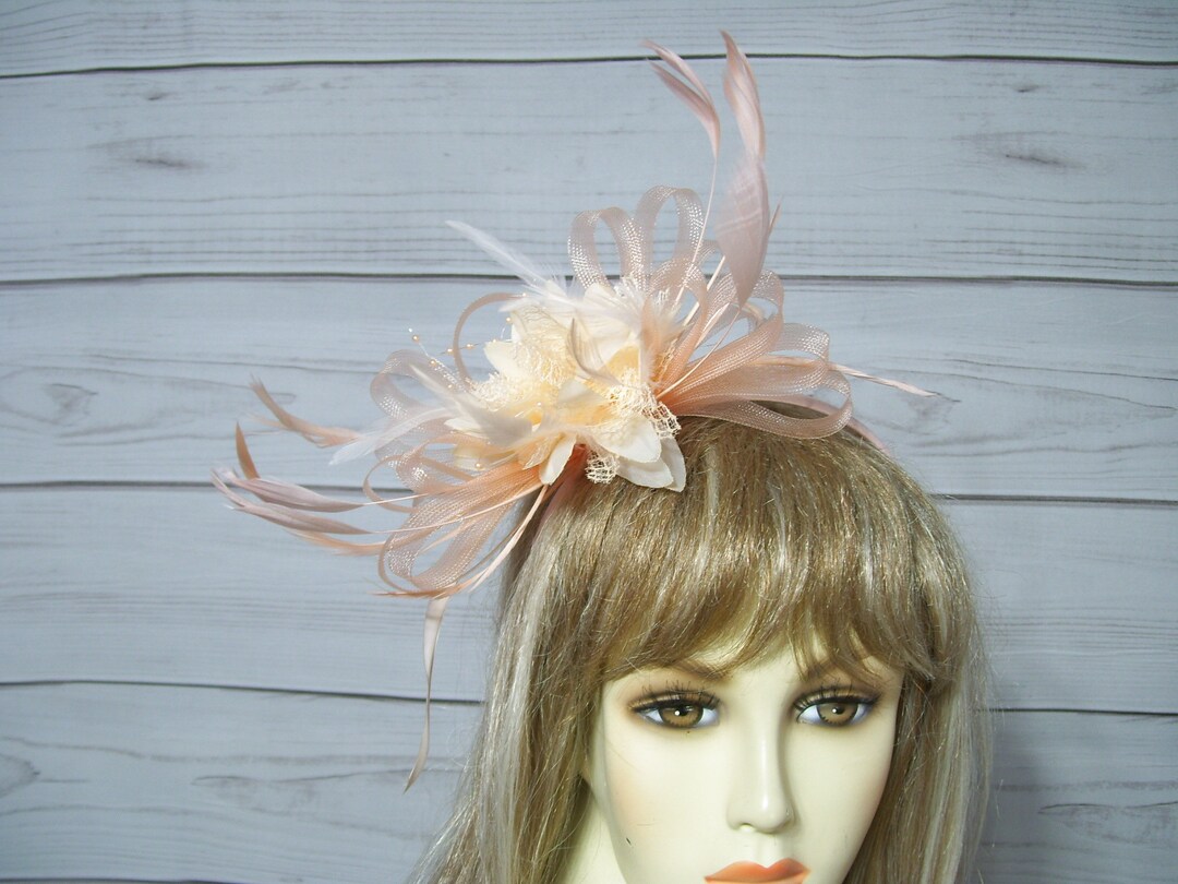 Peach Fascinator, Peach Kentucky Derby Fascinator Hat, Wedding ...
