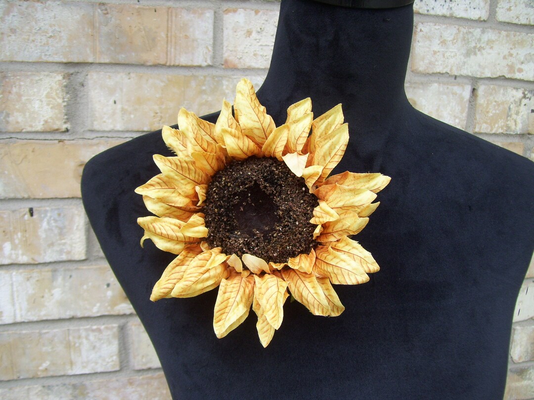 Sunflower Pin, Large Yellow Sunflower Brooch Sunflower Hat Pin Coat Pin ...