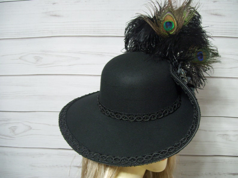 Black Cavalier Hat Black Pirate Hat Black Renaissance Hat - Etsy