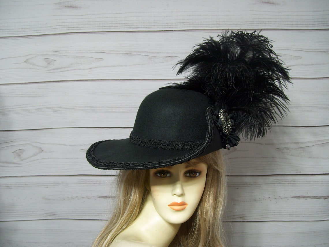 Black Cavalier Hat Black Pirate Hat Black Renaissance Hat - Etsy