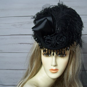 Black Riding Hat Victorian Black Riding Hat, Mourning Hat, 1800s Style ...