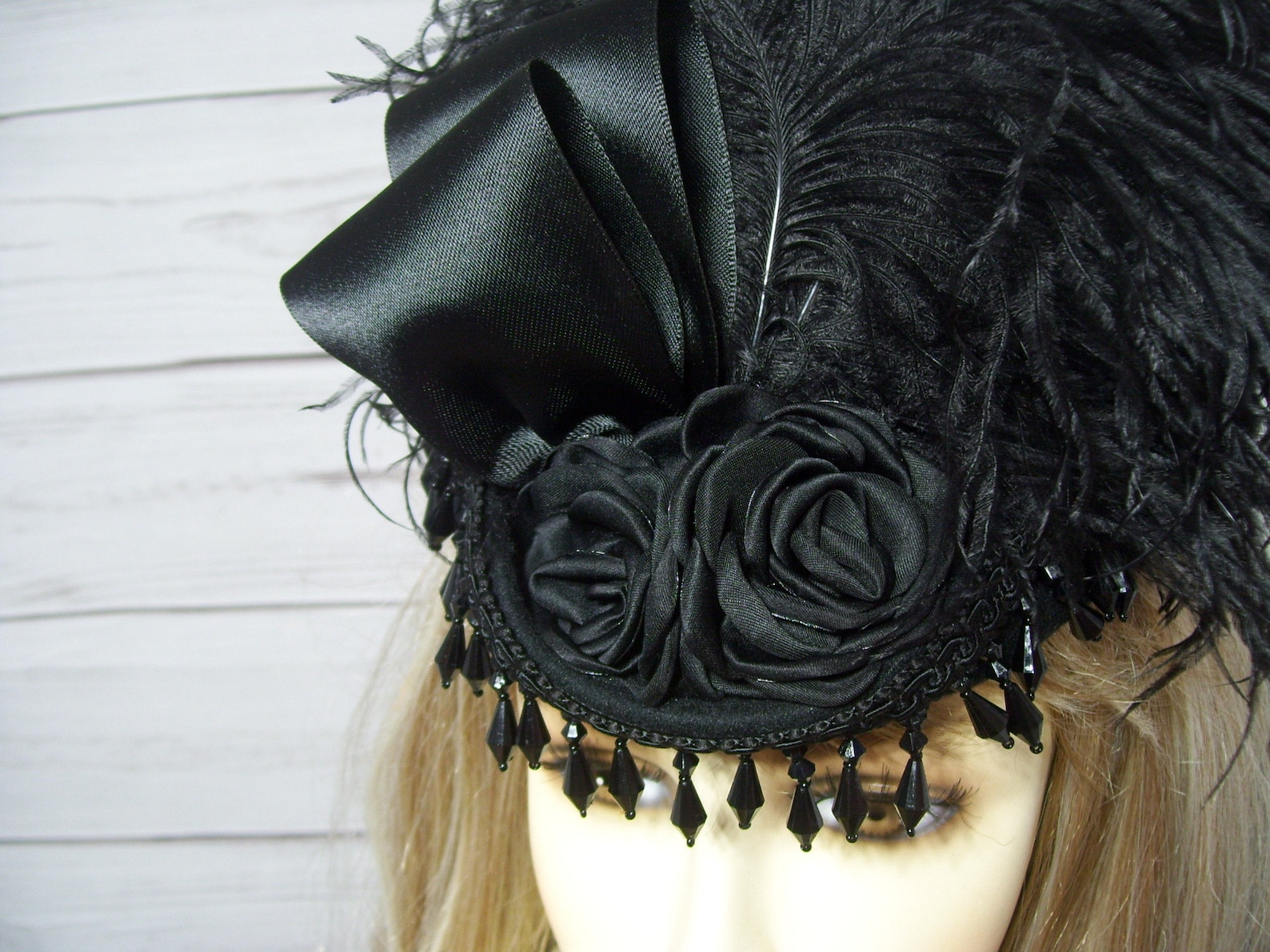 Black Riding Hat Victorian Black Riding Hat, Mourning Hat, 1800s Style ...