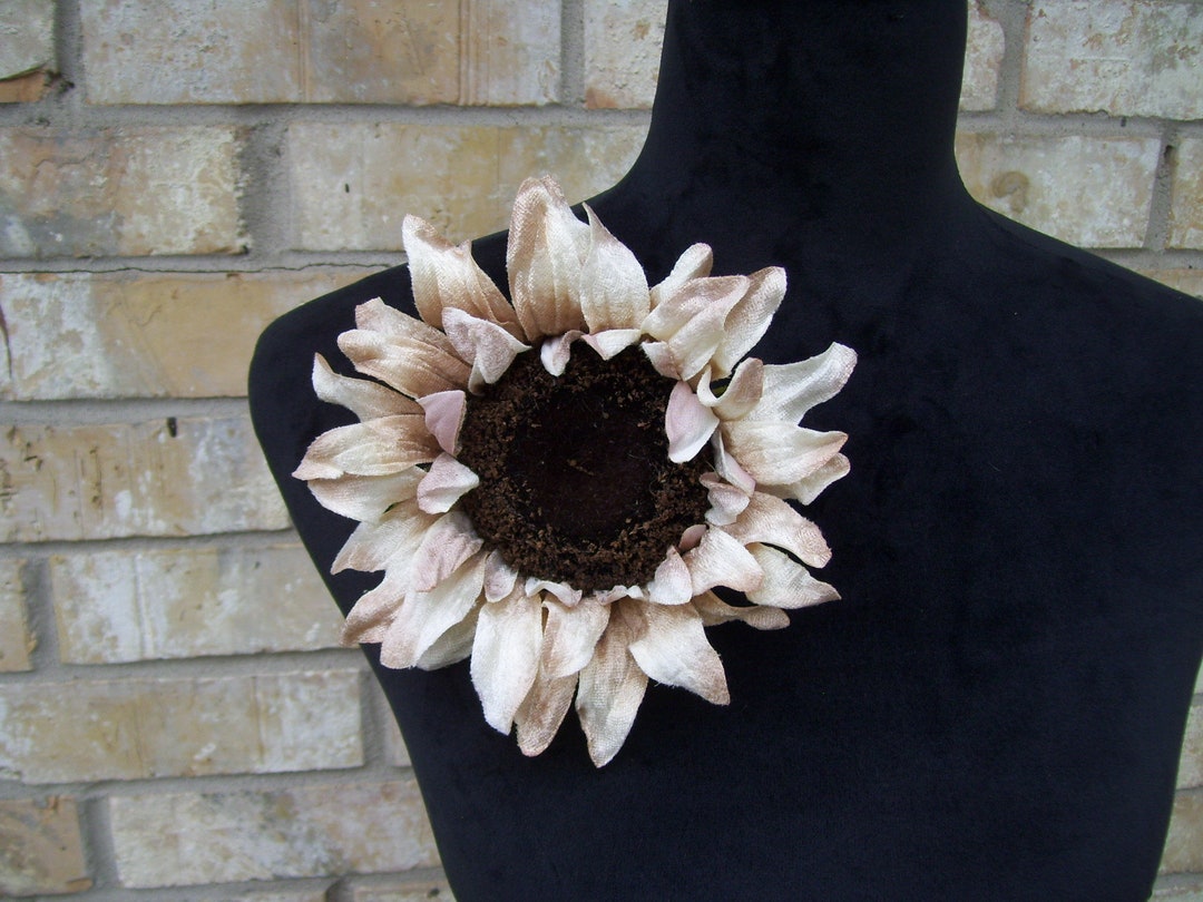 Velvet Sunflower Hat Pin, Large Sunflower Brooch, Flower Hat Pin, Tea ...