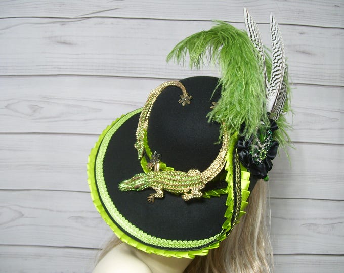 Black Cavalier Hat With Alligators Pirate Hat, Renaissance Hat, 17th ...