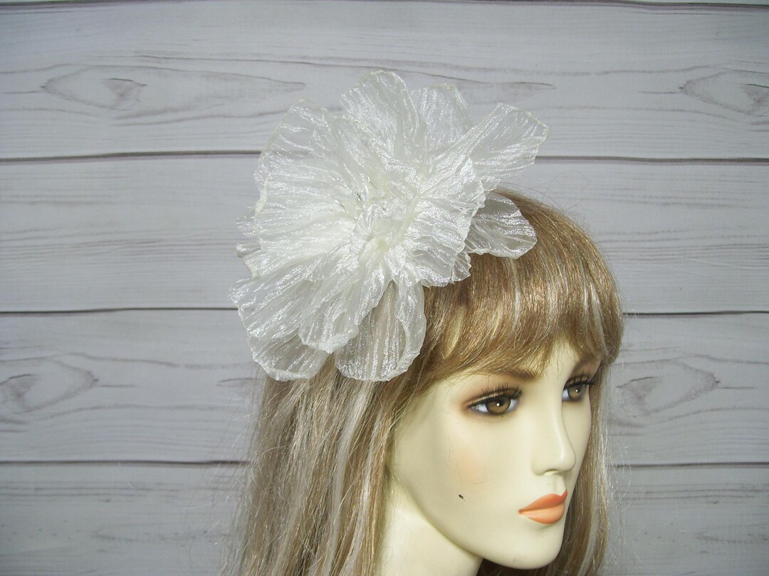 Ivory 7" Flower Fascinator, Flower Pin, Kentucky Derby Hat, Flower ...