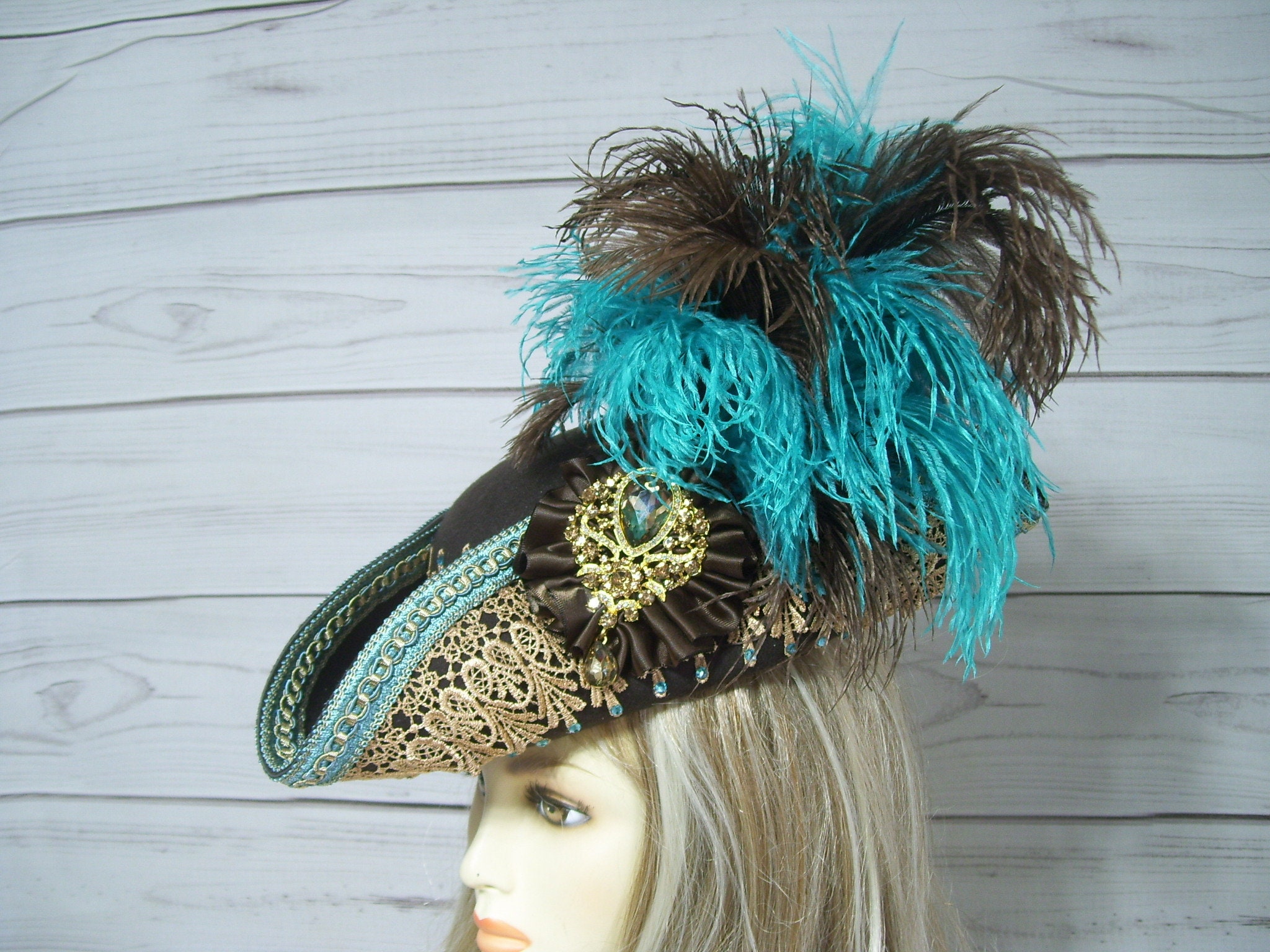 Ladies Brown Pirate Hat Halloween Pirate Hat Brown Tricorn Hat ...