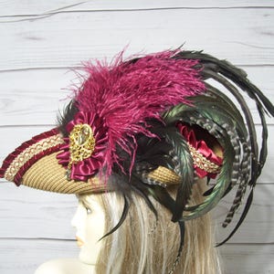 Ladies Tan Straw Pirate Hat With Pirate's Coin, Renaissance Tricorn Hat ...