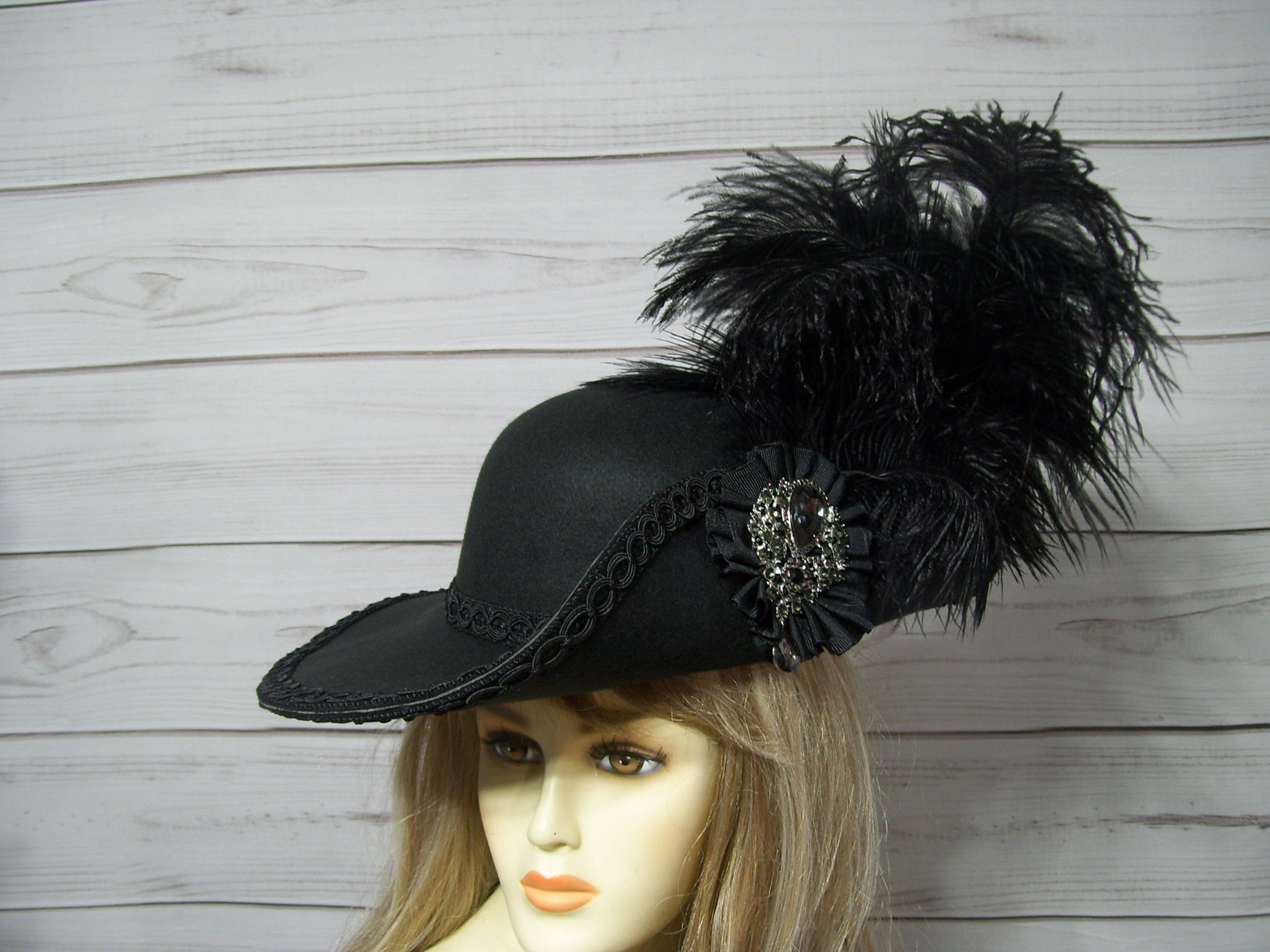 Black Cavalier Hat Black Pirate Hat Black Renaissance Hat - Etsy