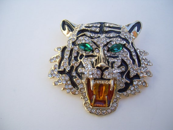 Tiger Pin Rhinestone Tiger Pin Tiger Brooch Gold T Gem