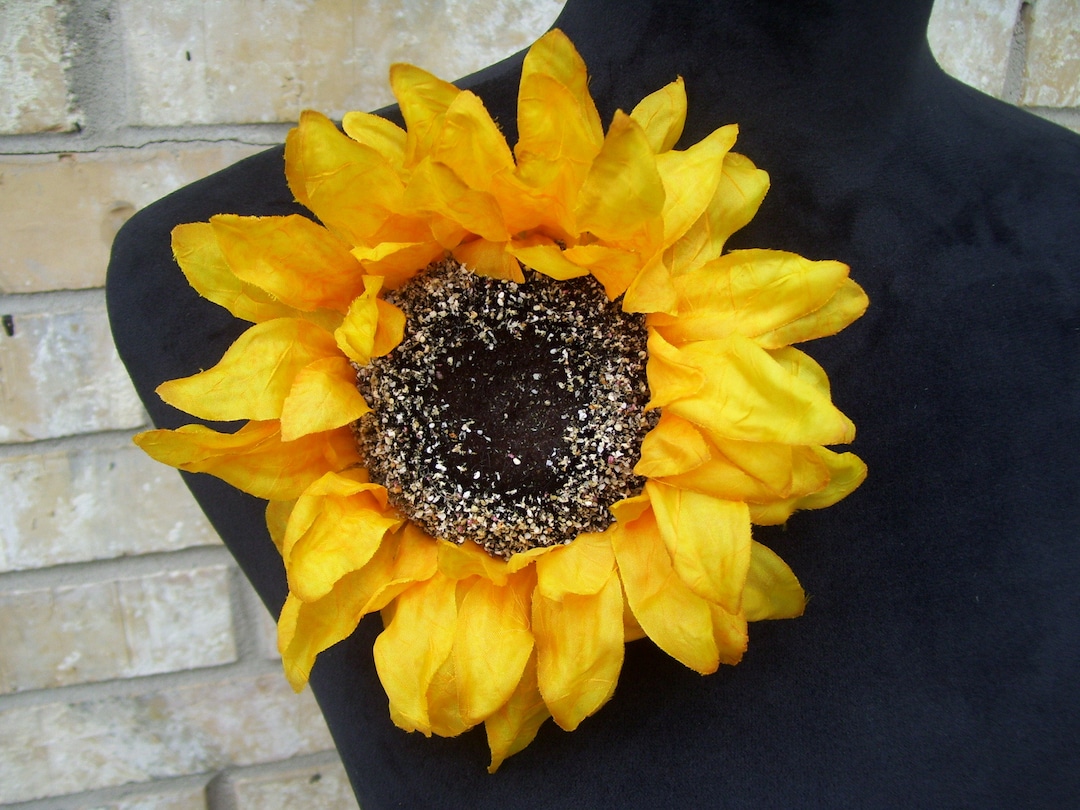 Sunny Yellow Sunflower Hat Pin, Large Sunflower Brooch, Sunflower Pin ...