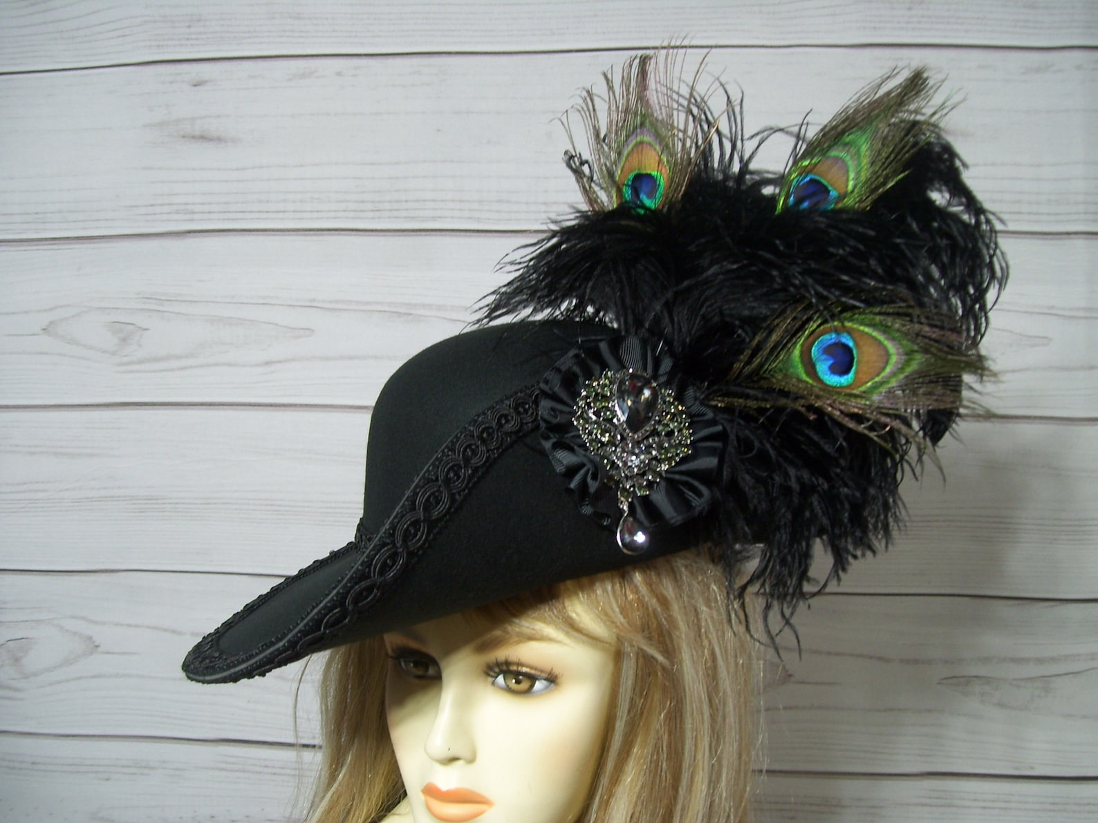 Black Cavalier Hat Black Pirate Hat Black Renaissance Hat - Etsy