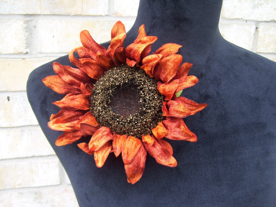 Burnt Orange Sunflower Hat Pin, Sunflower Brooch, Sunflower Pin, Coat ...