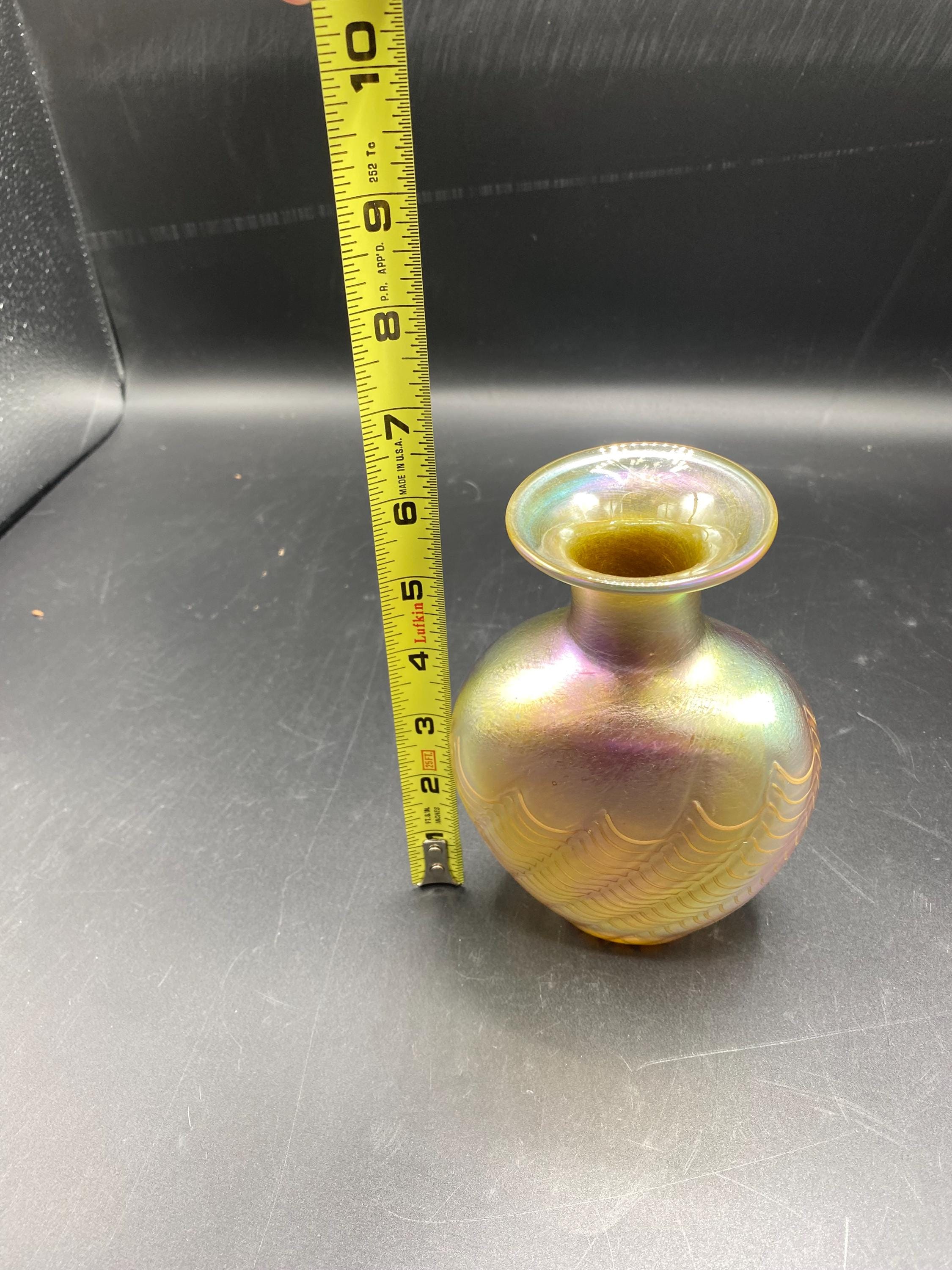 Signed Robert Held Handmade Art Glass Iridescent Wave Pattern. Made in ...