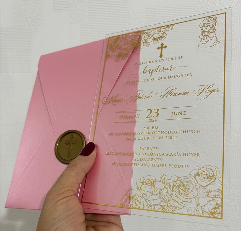 Baptism Invitation, First Holy Community, Acrylic Baptism Invitation ...