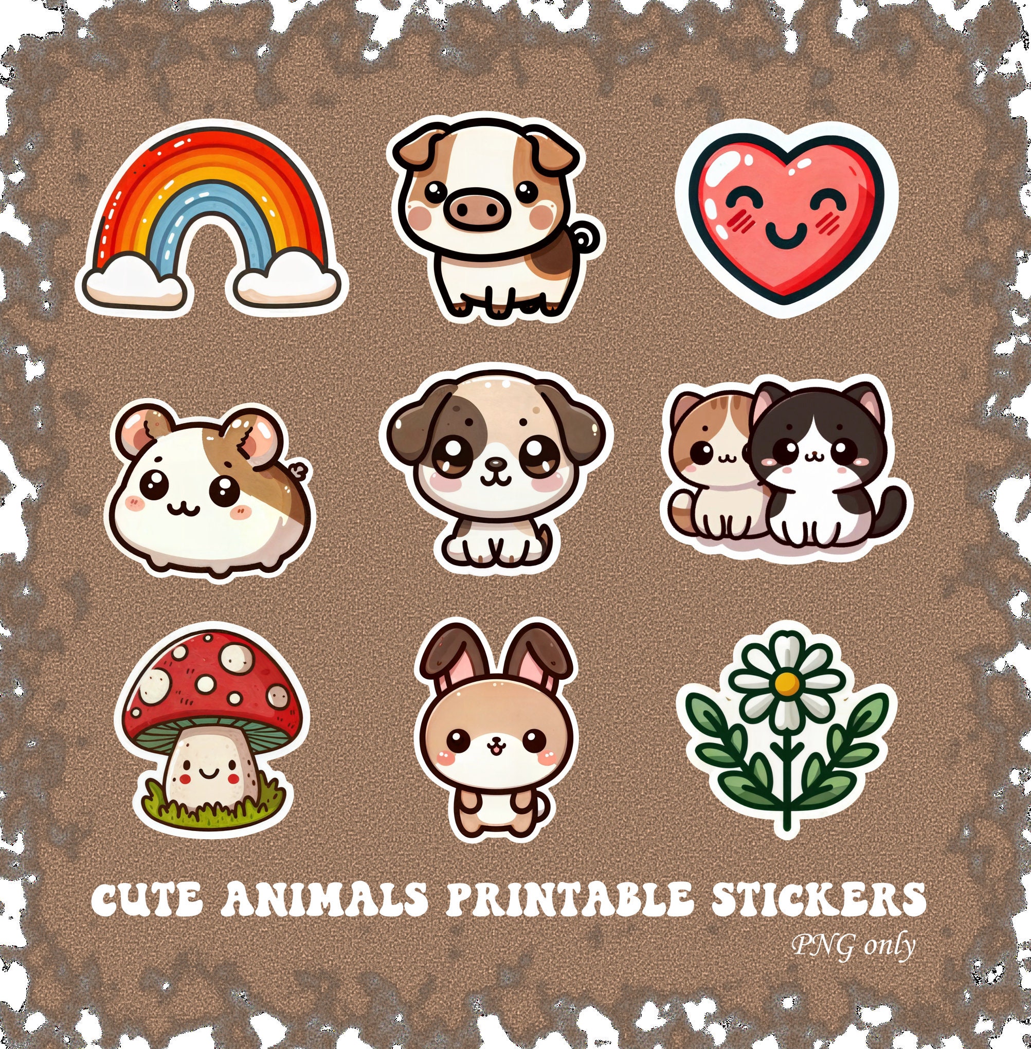 Cute Animals Printable Stickers Set - Adorable Kawaii Designs for ...