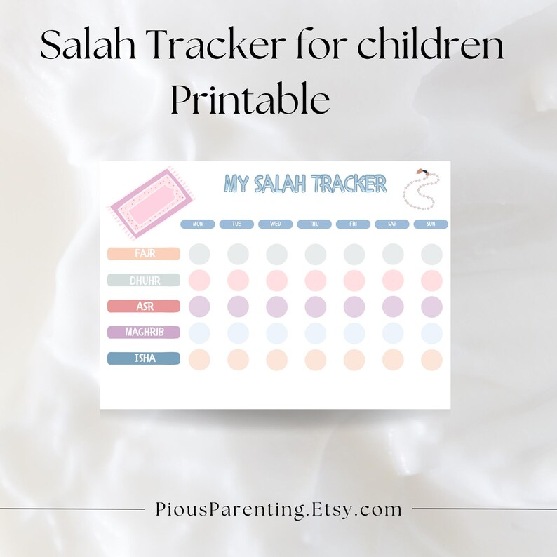 Printable Islamic Salah Chart for Kids | Digital Salah Tracker | Daily ...