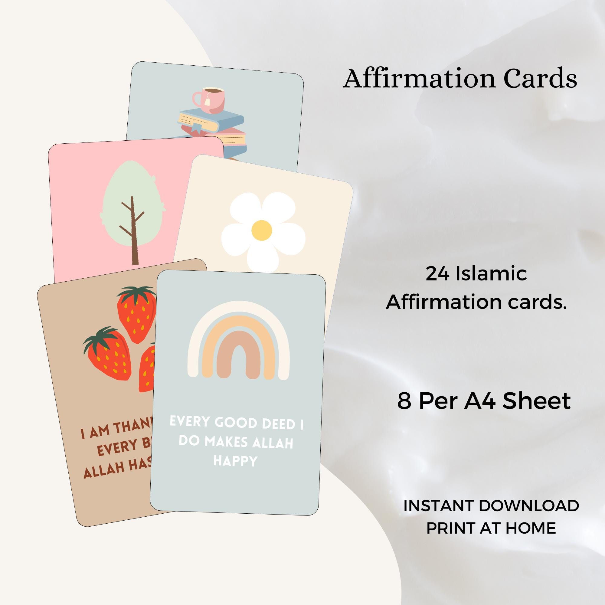 Printable Islamic Affirmation Cards for Kids| 24 Positive Daily ...