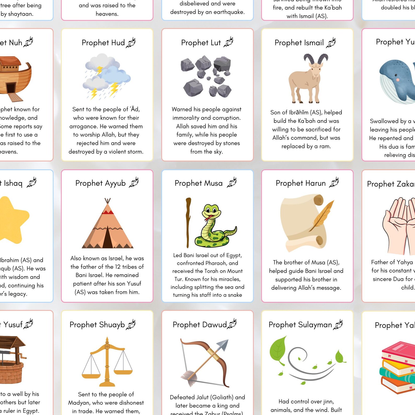 Prophets of Allah Flashcards | Islamic Learning for Kids & Reverts ...